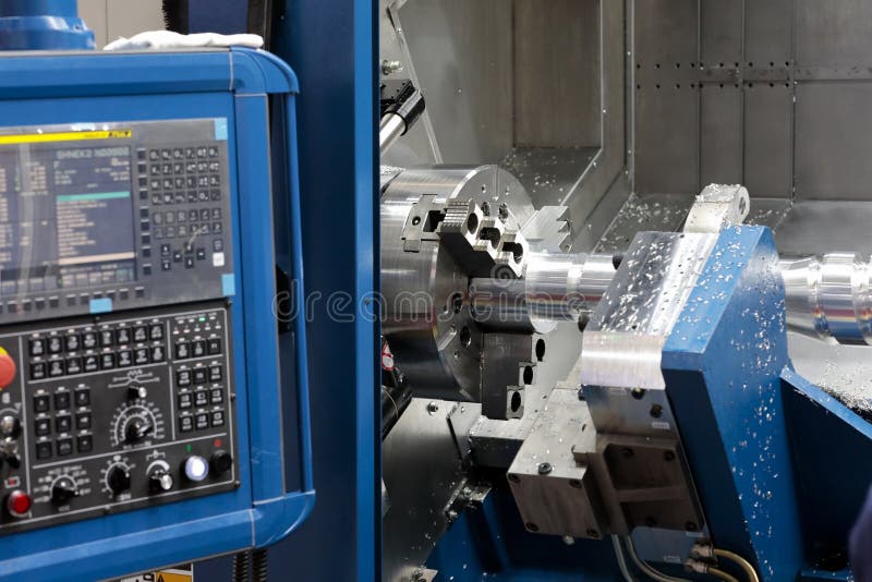 Manufacturing Process on Metalworking CNC Machine Stock Photo - Image ...