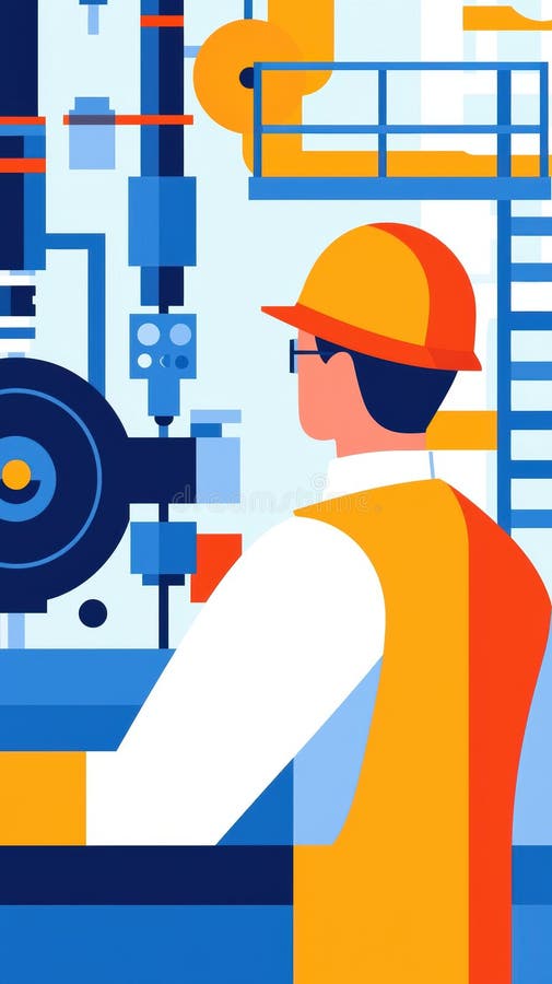 Quality Control Symbol with Gears and Magnifying Glass, Flat Design ...