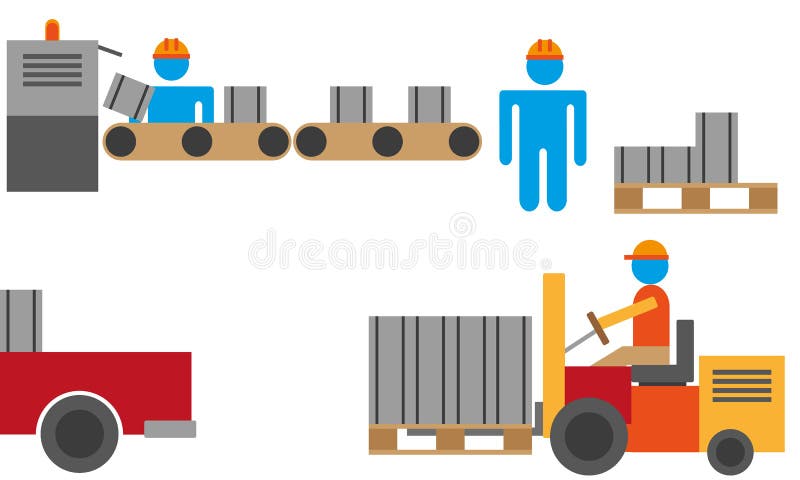 Manufacturing Process or Production Icons Set Stock Vector ...