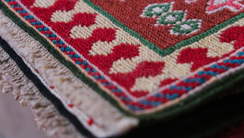 Manufacturing Process, Weaving of a Traditional Wool Oriental Red ...