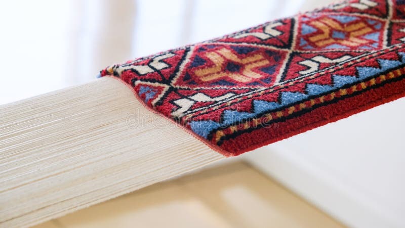 Manufacturing Process, Weaving of a Traditional Wool Oriental Red ...