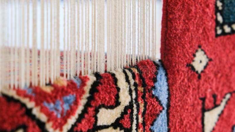 Manufacturing Process, Weaving of a Traditional Wool Oriental Red ...