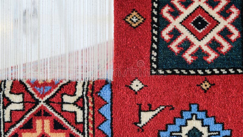 Manufacturing Process, Weaving of a Traditional Wool Oriental Red ...