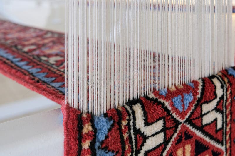 Manufacturing Process, Weaving of a Traditional Wool Oriental Red ...