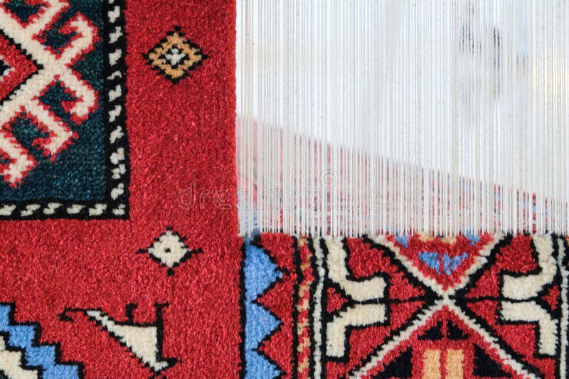 Manufacturing Process, Weaving of a Traditional Wool Oriental Red ...