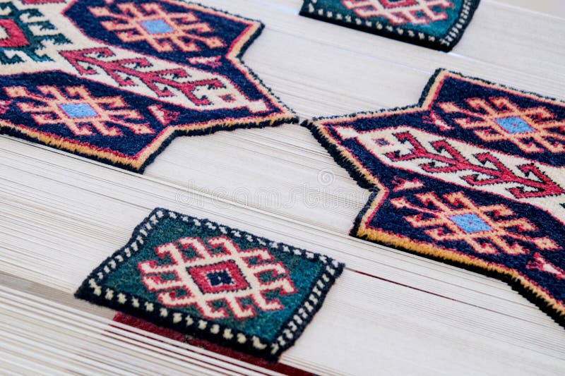 Manufacturing Process, Weaving of a Traditional Wool Oriental Red ...