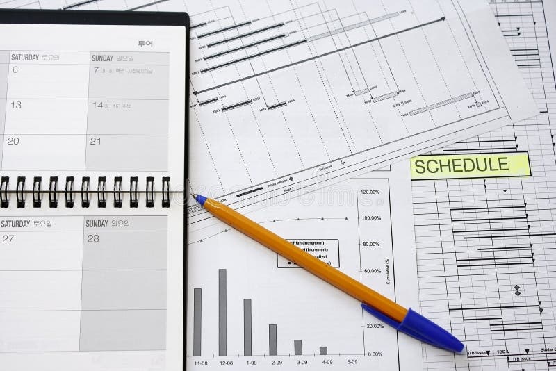 Manufacturing Project Schedule Stock Photo - Image of notes, binder ...