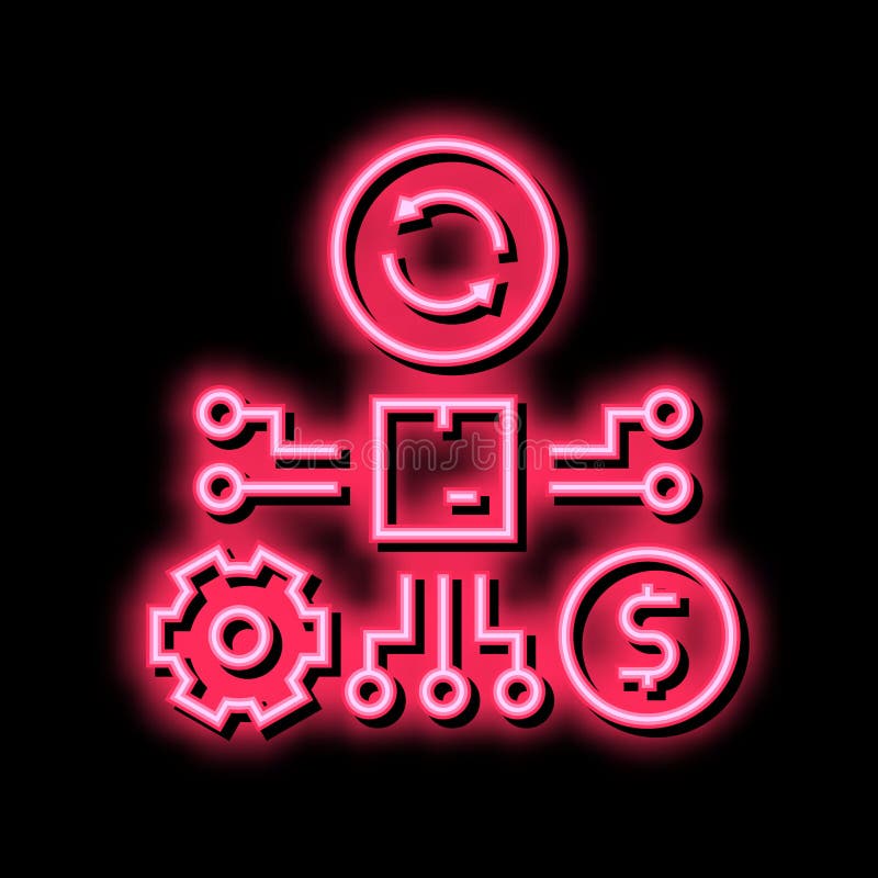 Manufacturing and Selling Process Neon Glow Icon Illustration Stock ...