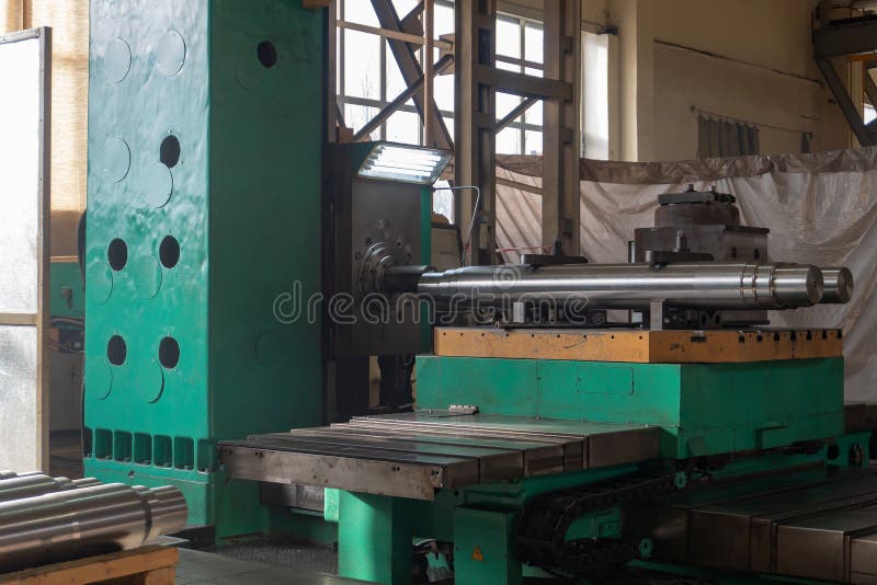 Manufacturing Shaft on a Milling Machine with CNC Stock Photo - Image ...