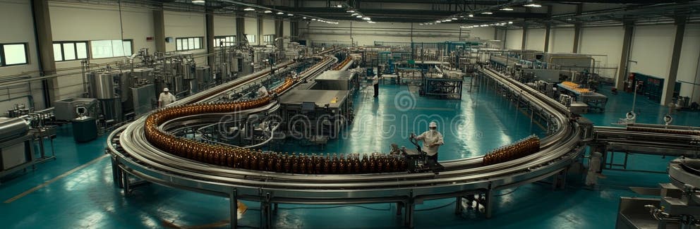 The Manufacturing of Sparkling and Champagne Involves the Use of Automated Bottling Lines Stock ...