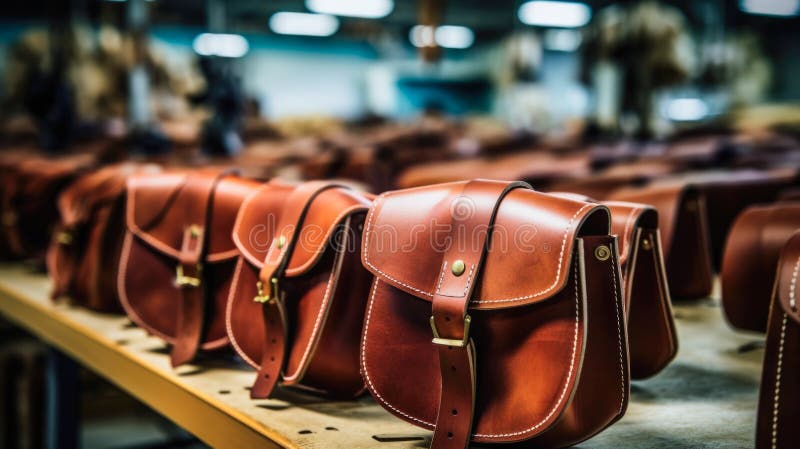 Manufacturing Stages of Genuine Leather Goods. Stock Image - Image of ...