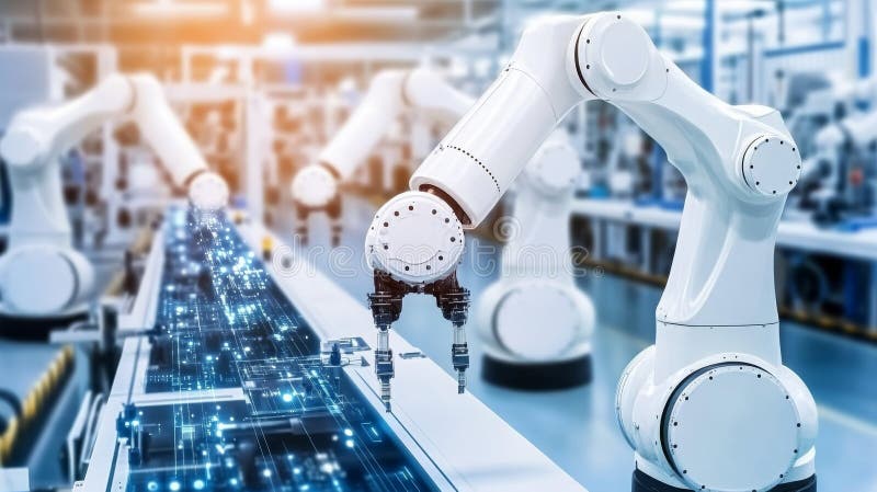 Manufacturing Technology Automation and Data Exchange. Stock Photo ...