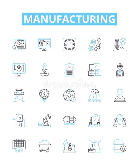 Manufacturing Vector Line Icons Set. Manufacturing, Production ...