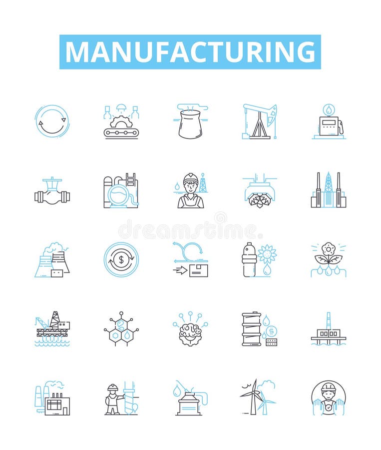 Manufacturing Vector Line Icons Set. Manufacturing, Production ...