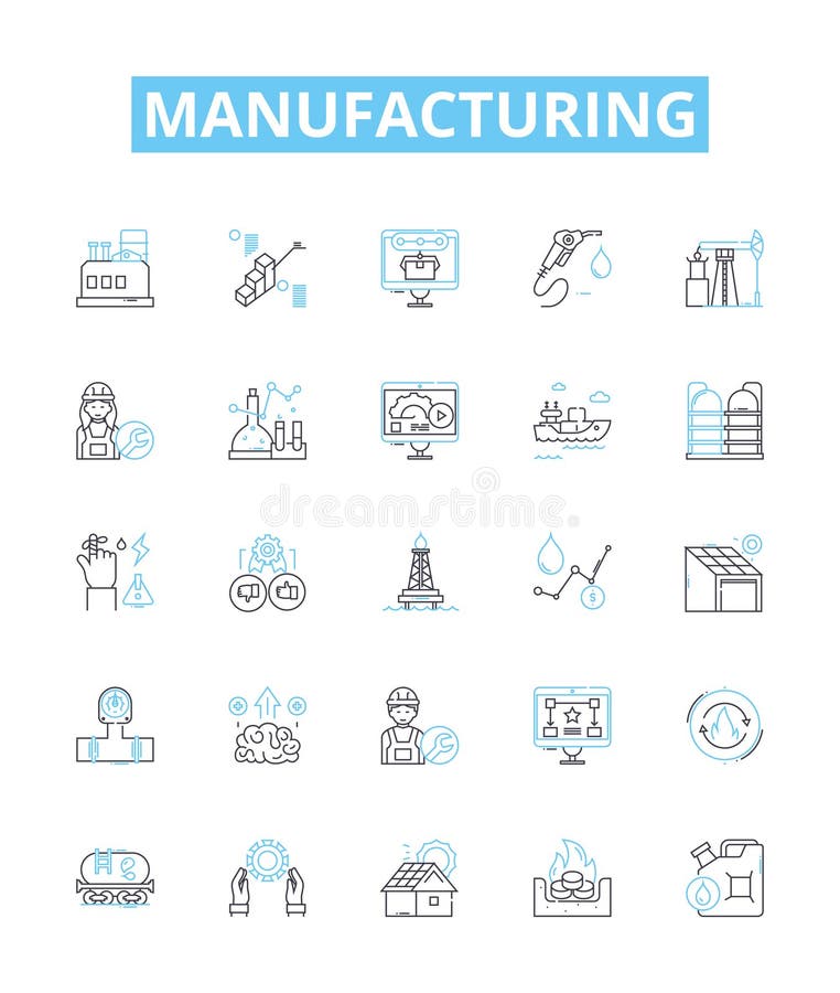 Manufacturing Vector Line Icons Set. Manufacturing, Production ...