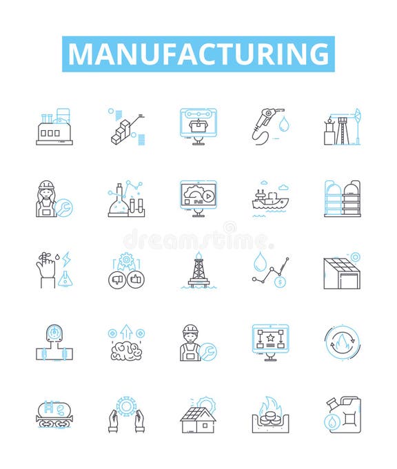 Manufacturing Vector Line Icons Set. Manufacturing, Production ...