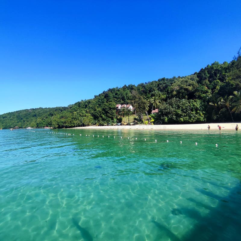 Manukan Island beach view stock photo. Image of lagoon - 255535314