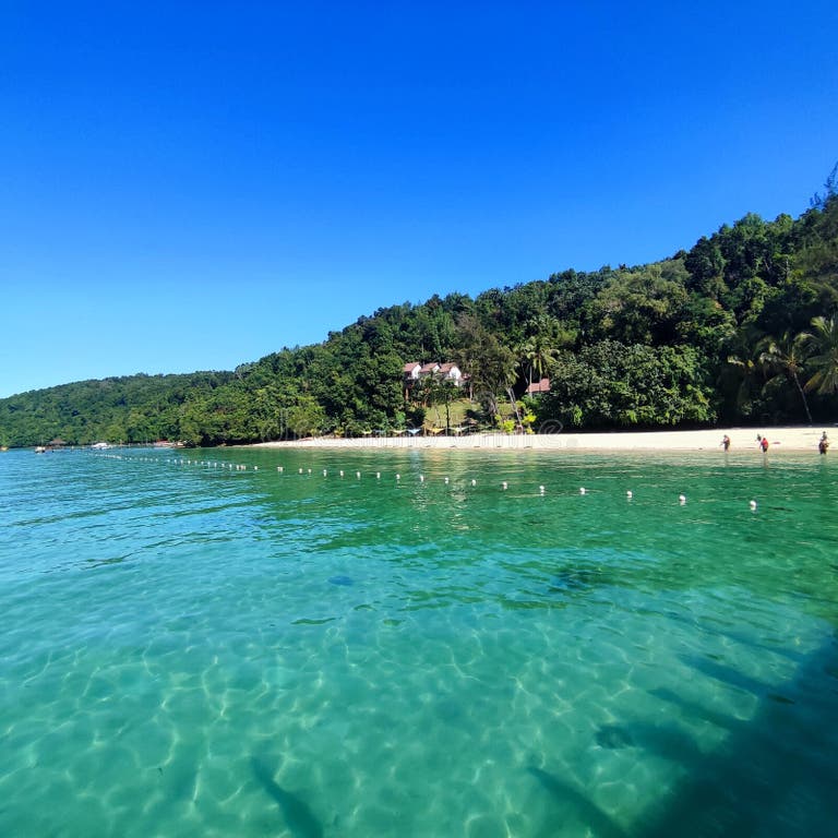 Manukan Island beach view stock photo. Image of lagoon - 255535314