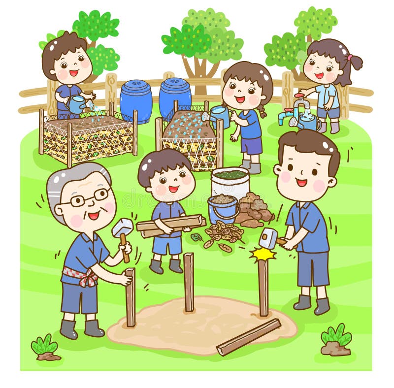 Cartoon Farmer Make Compost Vector. Stock Illustration - Illustration ...