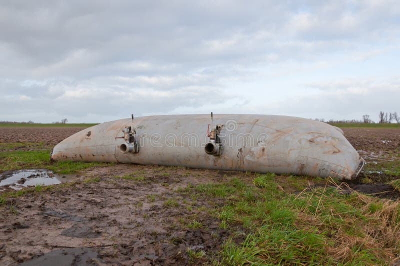 Manure Storage in a Flexible Tank Stock Photo - Image of field, plastic ...