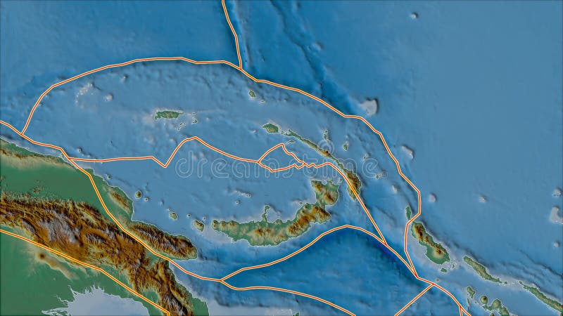 Manus Tectonic Plate. Relief. Borders First. Van Der Grinten Projection ...