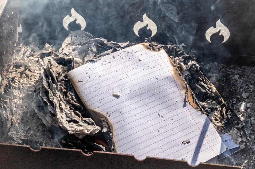 Manuscript Burning. Burning Notebook. Burning Book. the Book is on Fire ...