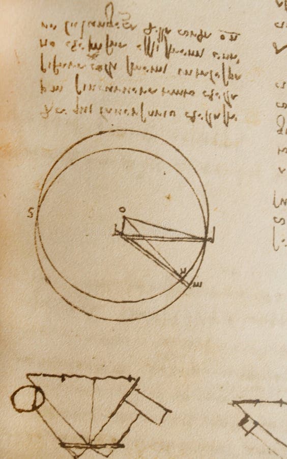 Manuscript, Drawings, Blueprints, Circle by Leonardo Da Vinci in the ...