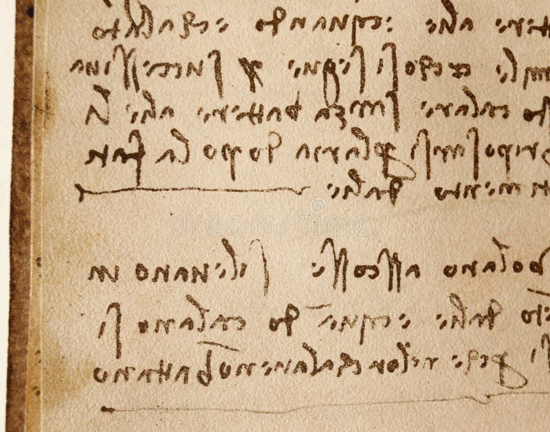 Manuscript, Drawings, Inscriptions by Leonardo Da Vinci in the Old Book ...