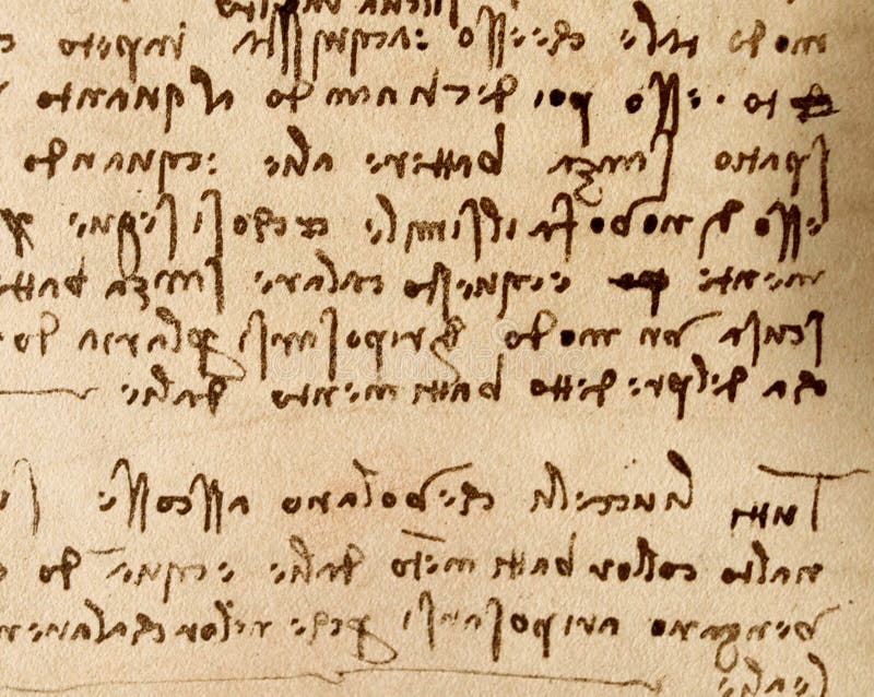 Manuscript, Drawings, Inscriptions by Leonardo Da Vinci in the Old Book ...