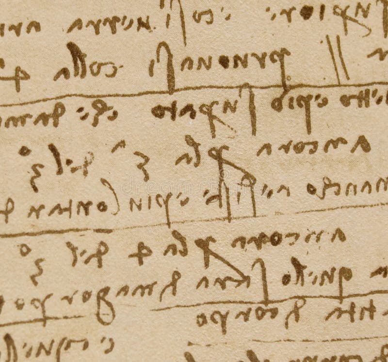 Manuscript, Drawings, Inscriptions by Leonardo Da Vinci in the Old Book ...