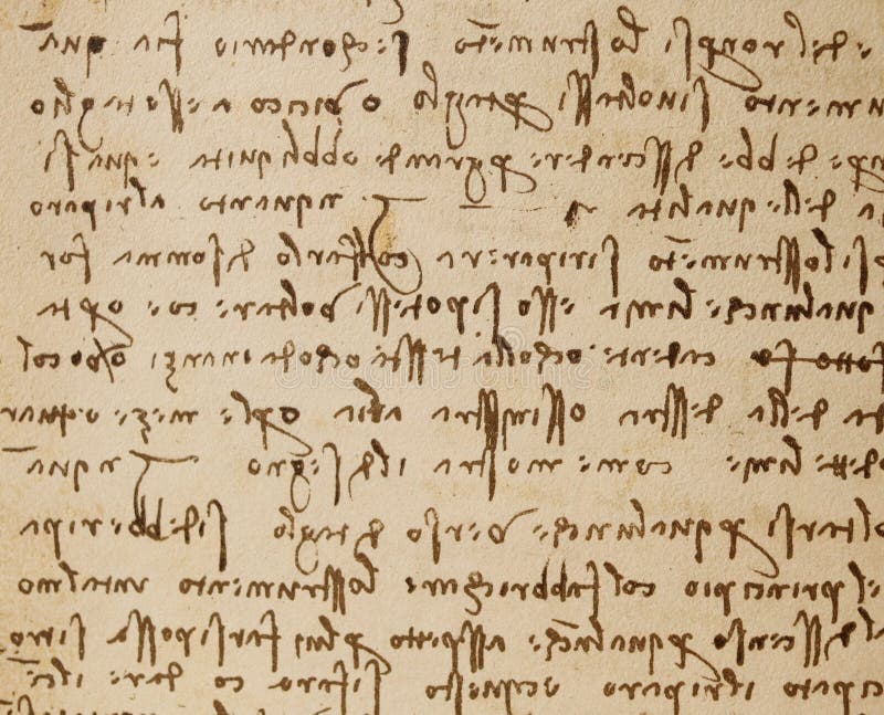 Manuscript, Drawings, Inscriptions by Leonardo Da Vinci in the Old Book ...