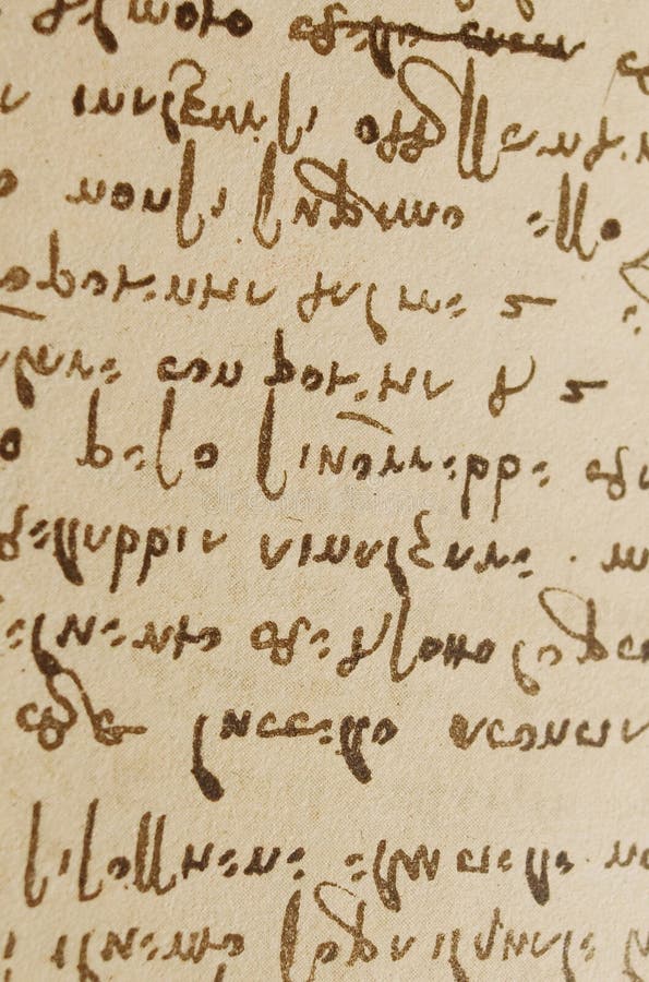 Manuscript, Drawings, Inscriptions by Leonardo Da Vinci in the Old Book ...