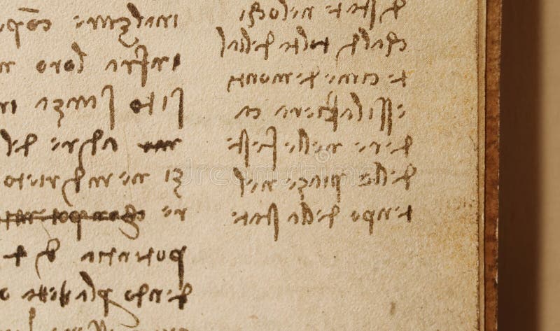 Manuscript, Drawings, Inscriptions by Leonardo Da Vinci in the Old Book ...