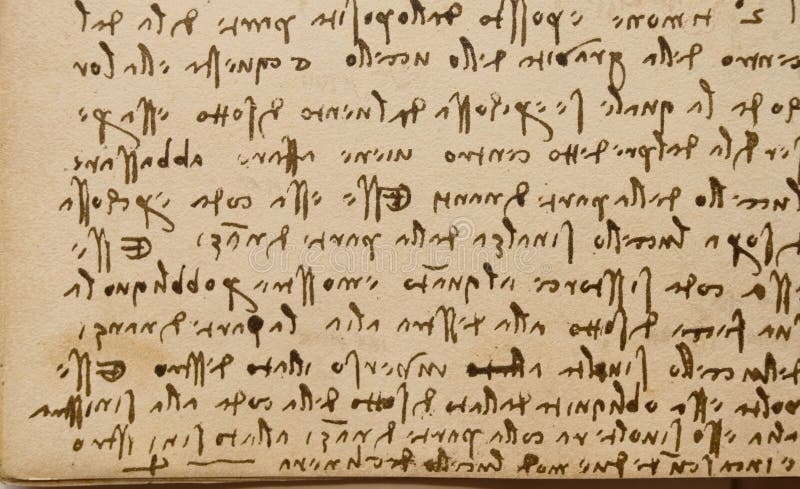 Manuscript, Drawings, Inscriptions by Leonardo Da Vinci in the Old Book ...