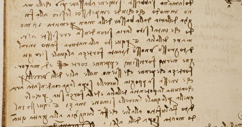 Manuscript, Drawings, Inscriptions by Leonardo Da Vinci in the Old Book ...