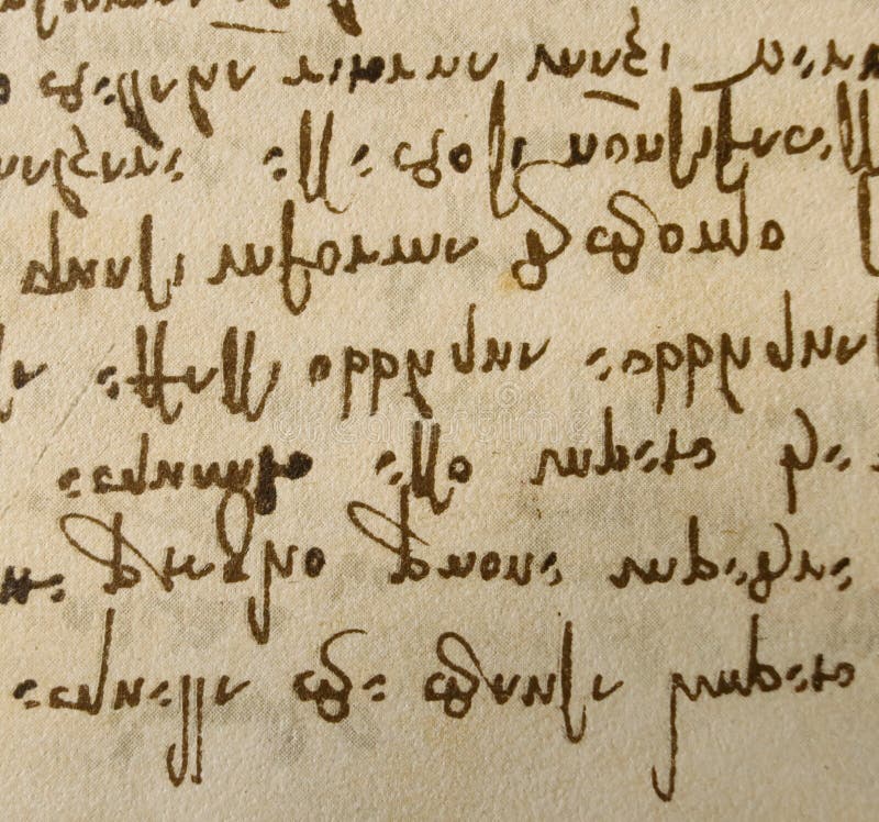 Manuscript, Drawings, Inscriptions by Leonardo Da Vinci in the Old Book ...