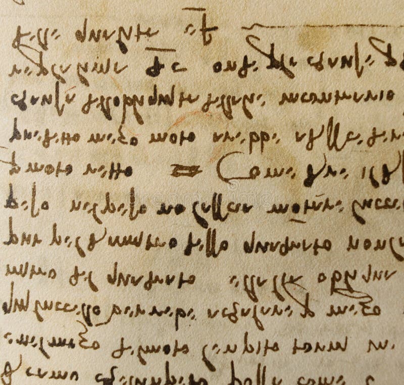 Manuscript, Drawings, Inscriptions by Leonardo Da Vinci in the Old Book ...