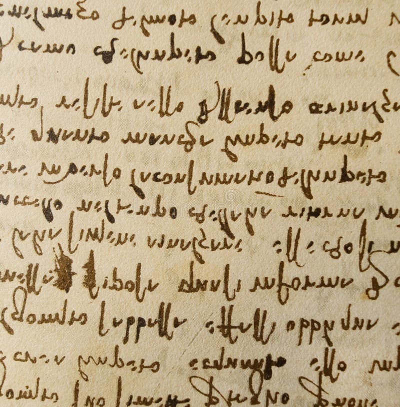 Manuscript, Drawings, Inscriptions by Leonardo Da Vinci in the Old Book ...