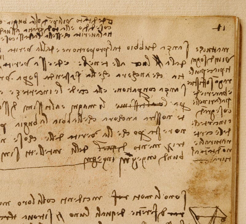 Manuscript, Drawings, Inscriptions by Leonardo Da Vinci in the Old Book ...