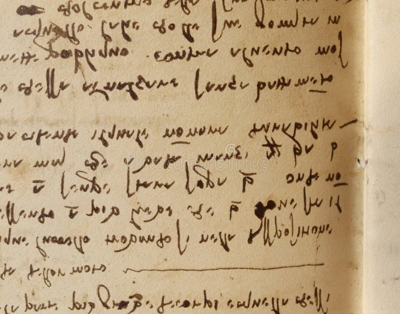 Manuscript, Drawings, Inscriptions by Leonardo Da Vinci in the Old Book ...