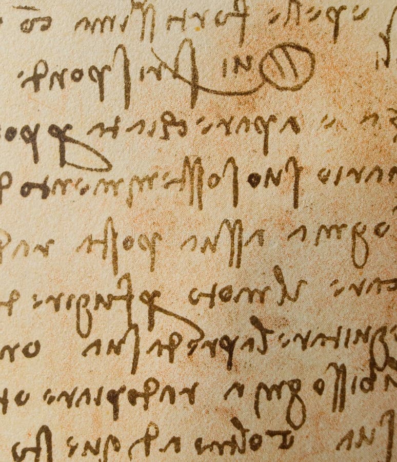 Manuscript, Drawings, Inscriptions by Leonardo Da Vinci in the Old Book ...