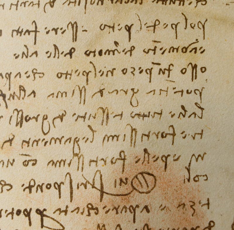 Manuscript, Drawings, Inscriptions by Leonardo Da Vinci in the Old Book ...