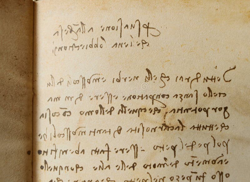 Manuscript, Drawings, Inscriptions by Leonardo Da Vinci in the Old Book ...