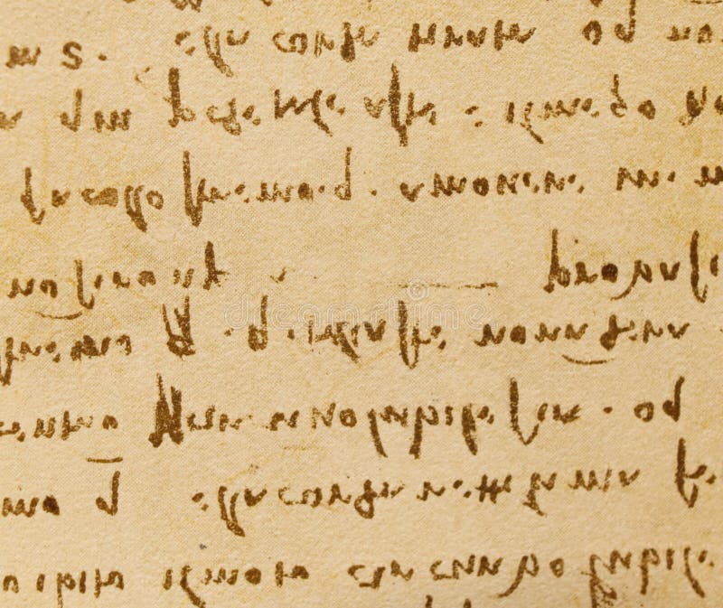 Manuscript, Drawings, Inscriptions by Leonardo Da Vinci in the Old Book ...