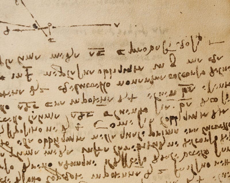 Manuscript, Drawings, Inscriptions by Leonardo Da Vinci in the Old Book ...