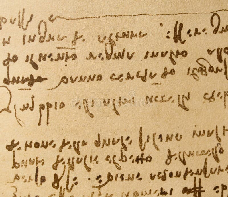 Manuscript, Drawings, Inscriptions by Leonardo Da Vinci in the Old Book ...