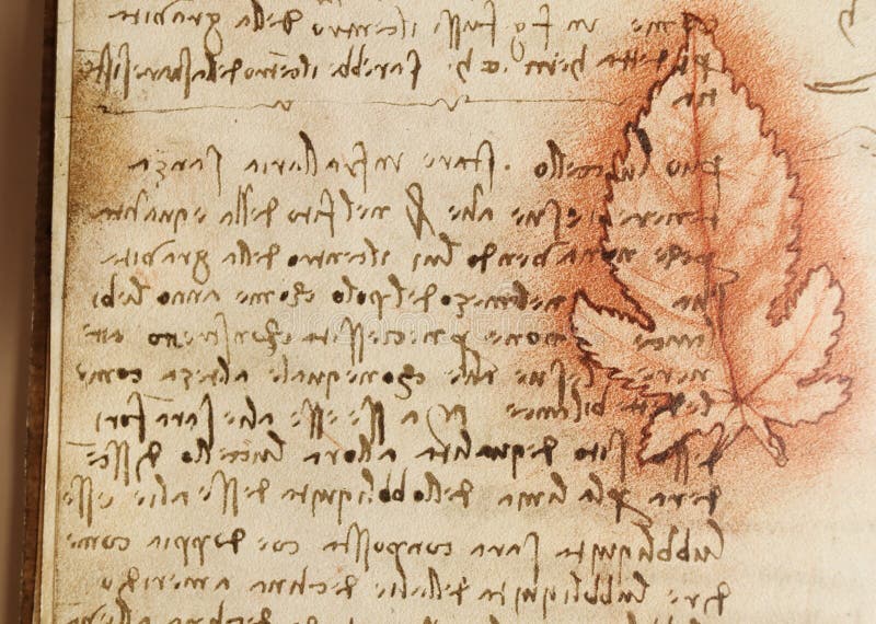 Manuscript, Drawings, Blueprints by Leonardo Da Vinci in the Old Book ...