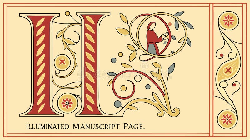 Manuscript Page Initial Art, Vintage Script Ornate Letter Vector Design ...