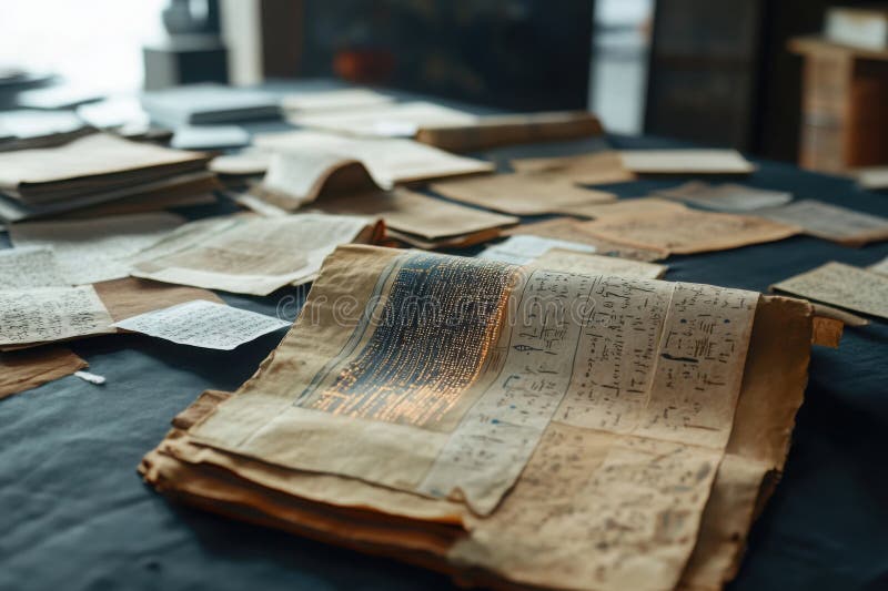 Manuscripts Spread Out on a Table Showcasing Handwritten Notes and ...
