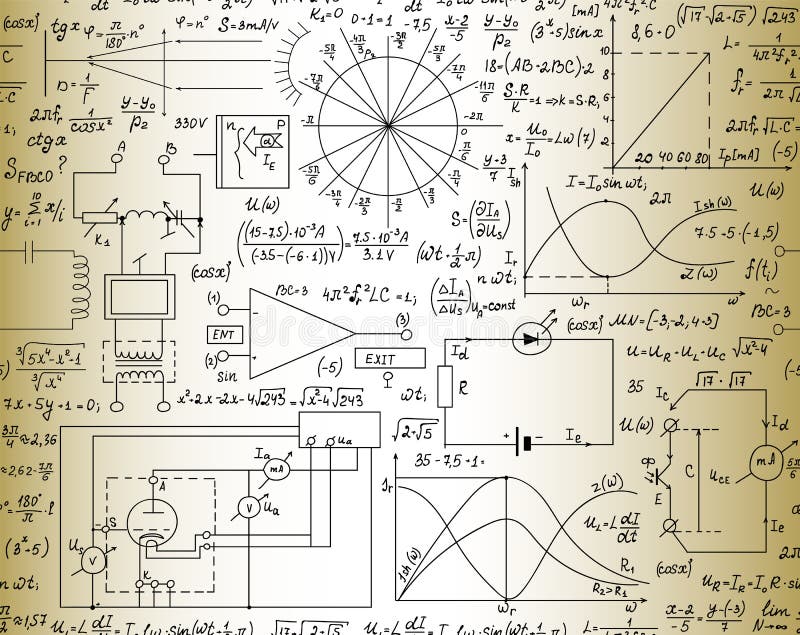 Manuscripts and Technical Drawings on the Old Paper, Scientific Vector ...